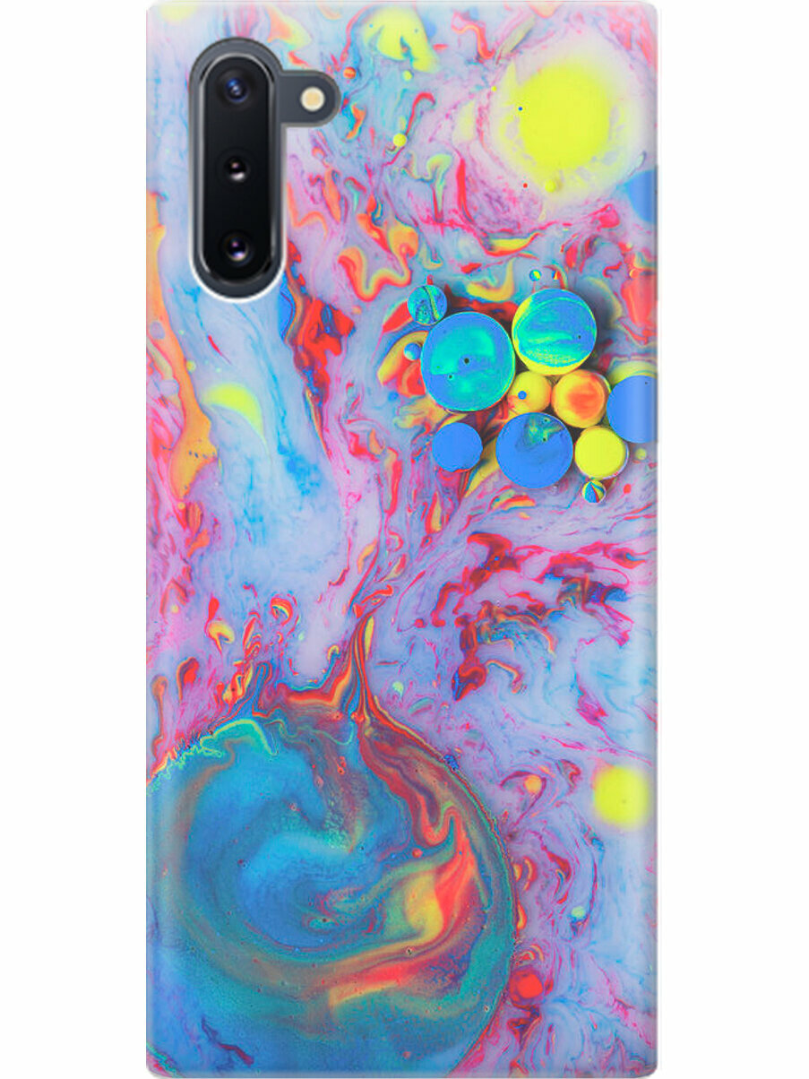 Накладка Transparent для Samsung Galaxy Note 10 с принтом "Серо-голубые краски"