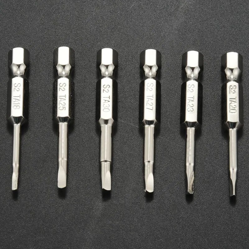 (OORRWWK))6 шт S2 стальные треугольные биты, магнитная отвертка, противоскользящая треугольная головка винта, 1,8/2/2,3/2,5/2,7/3 мм, Прямая поставка