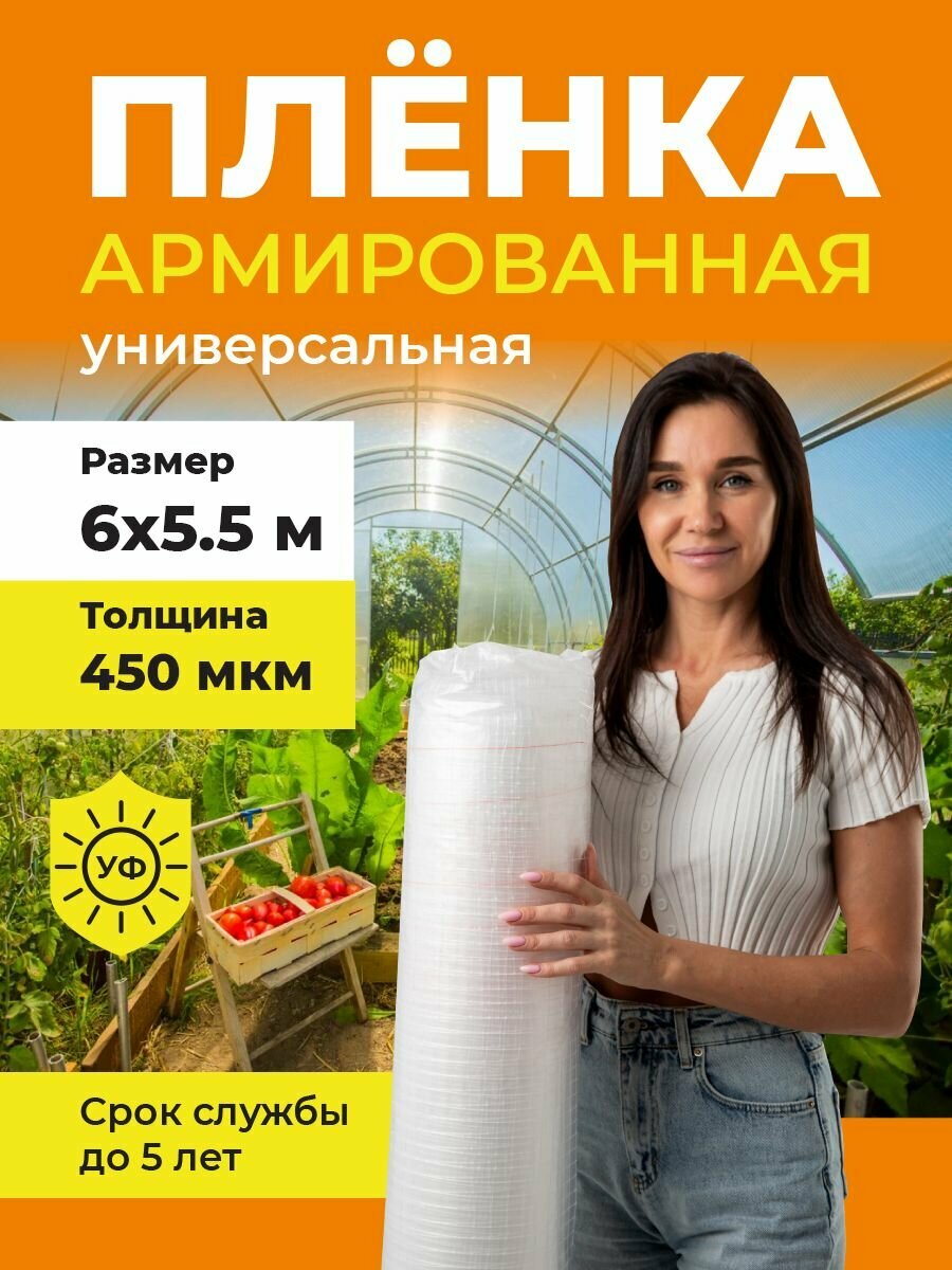Пленка армированная универсальная, толщина 450 мкм, 6х5,5 м