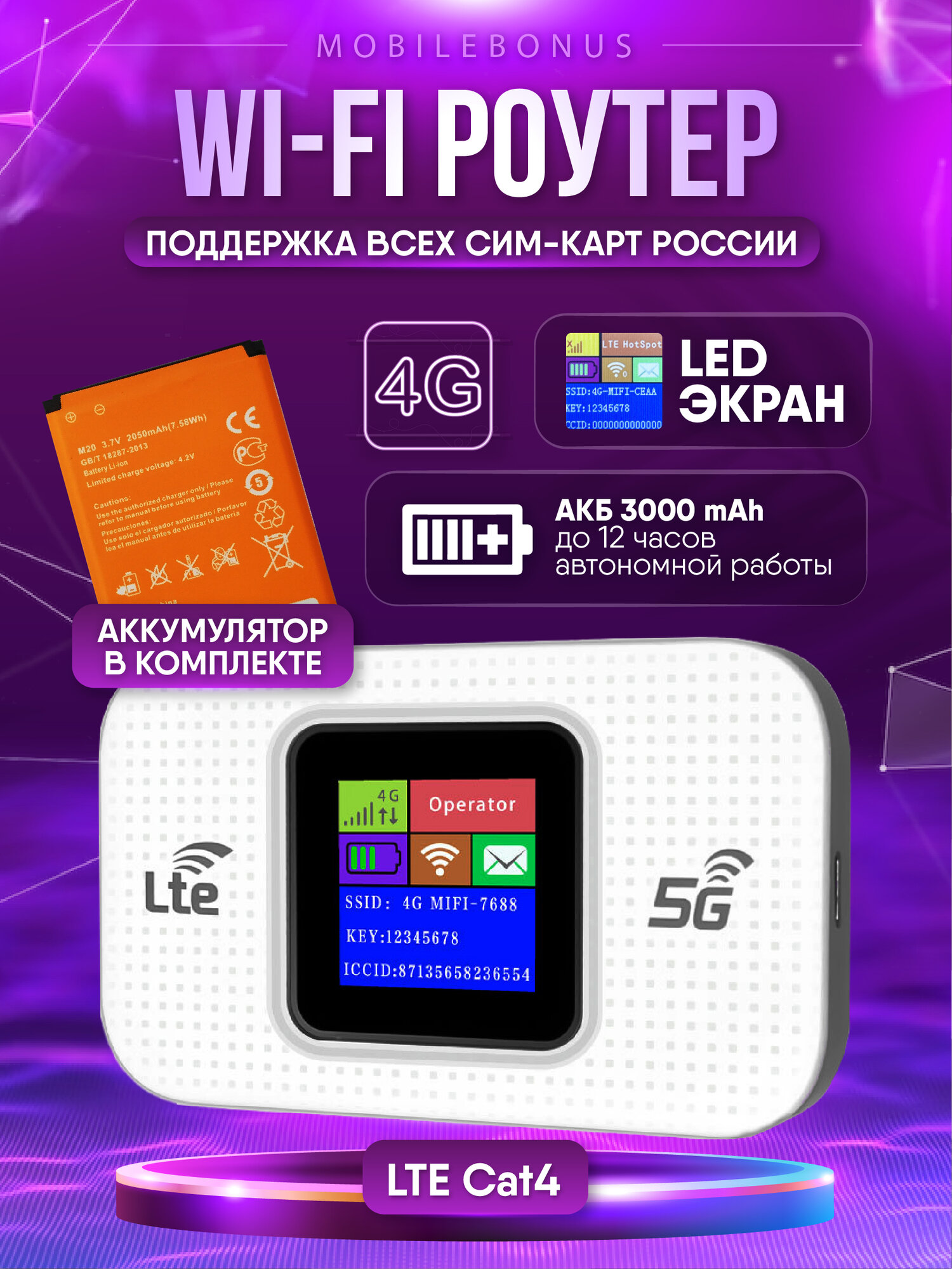 Мобильный портативный роутер 5G/ WI-FI модем карманный