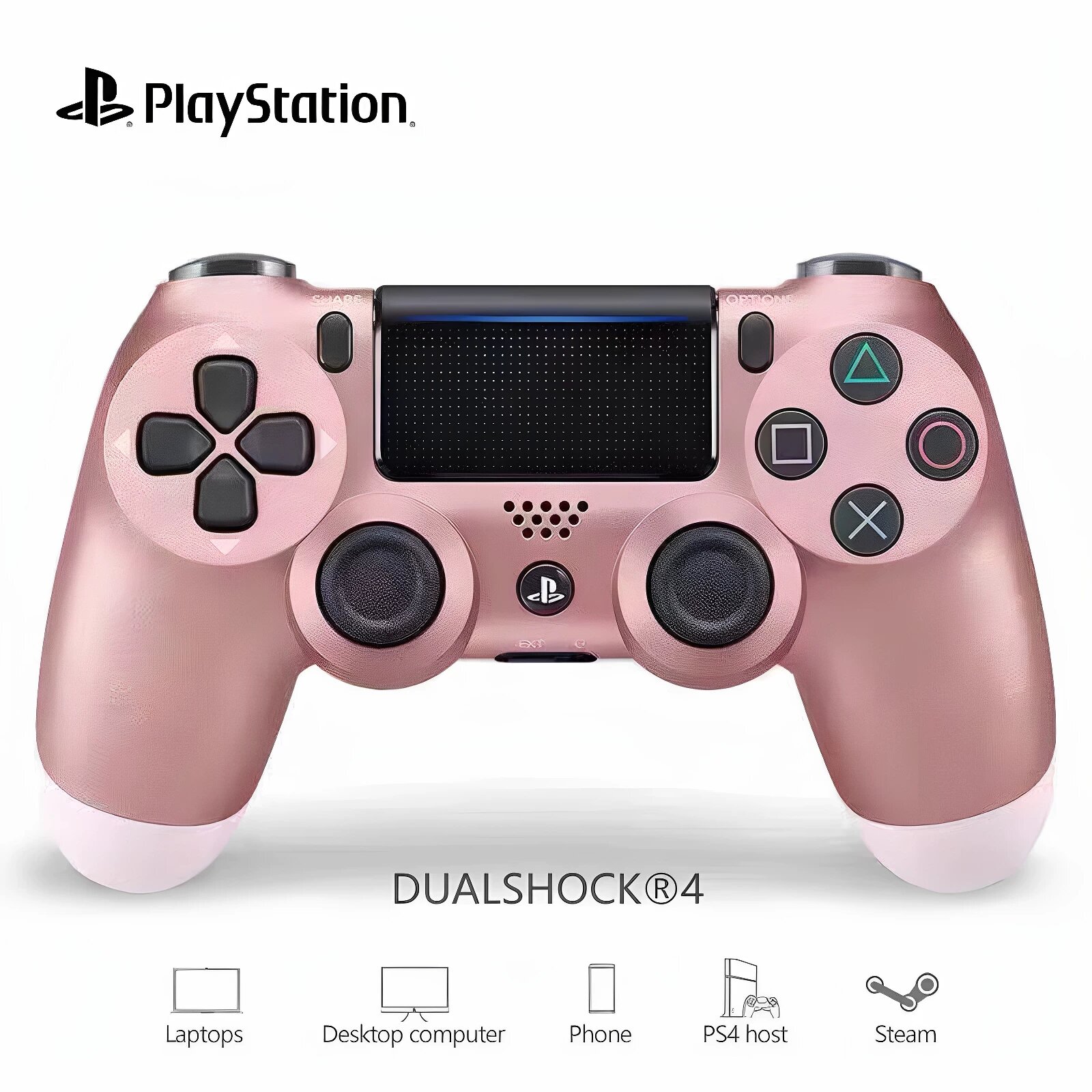 Беспроводной Bluetooth-контроллер PS4 для Android, смартфона, ПК и Steam — Розовое золото