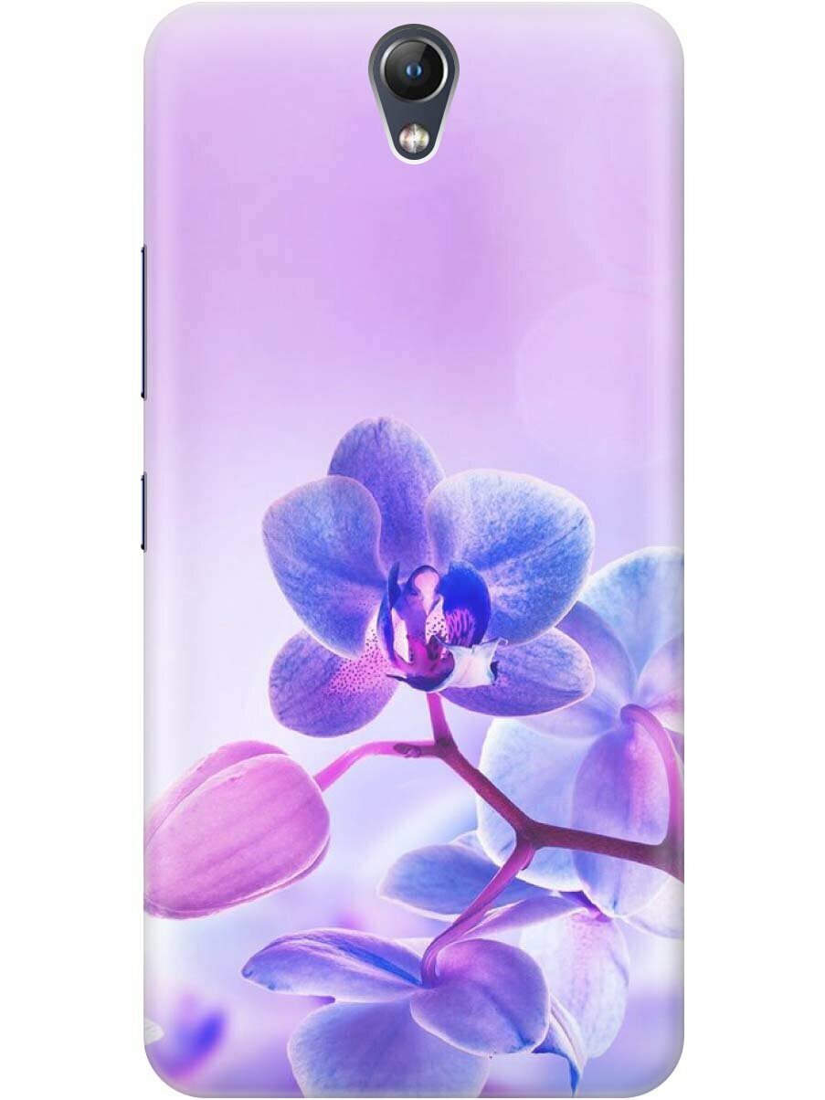 Ультратонкий силиконовый чехол-накладка для Lenovo Vibe S1 с принтом "Лиловые орхидеи"