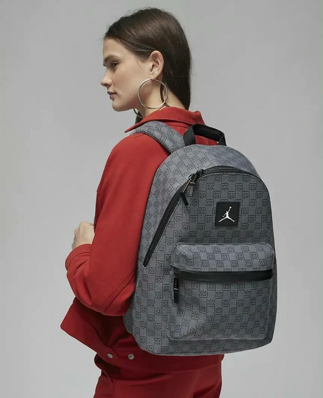 Рюкзак оригинальный кожаный Nike Air Jordan Monogram Backpack "Dark Grey"