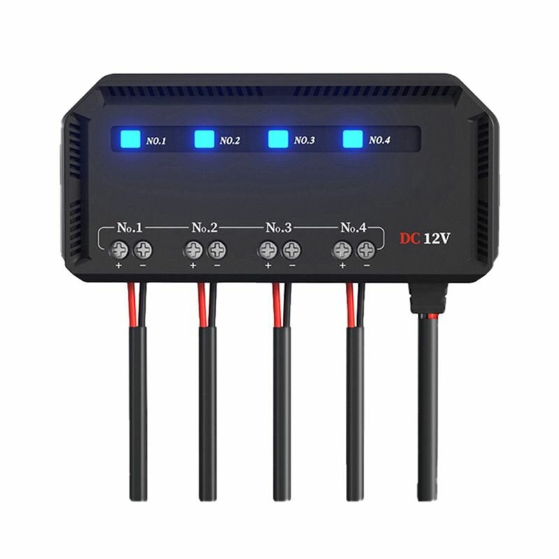 Блок предохранителей 12 В 20 А с LED-индикаторами и релейной коробкой, ПК корпус, подключение до 4 проводов, чёрный