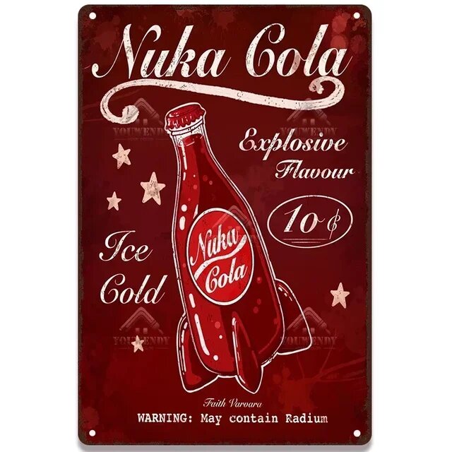 Ретро-металлическая настенная подвеска Nuka-Cola | Подарок на Хэллоуин и Рождество, идеально подходит для баров/пабов/мужских клубов, поклонников и коллекционеров серии Fallout.