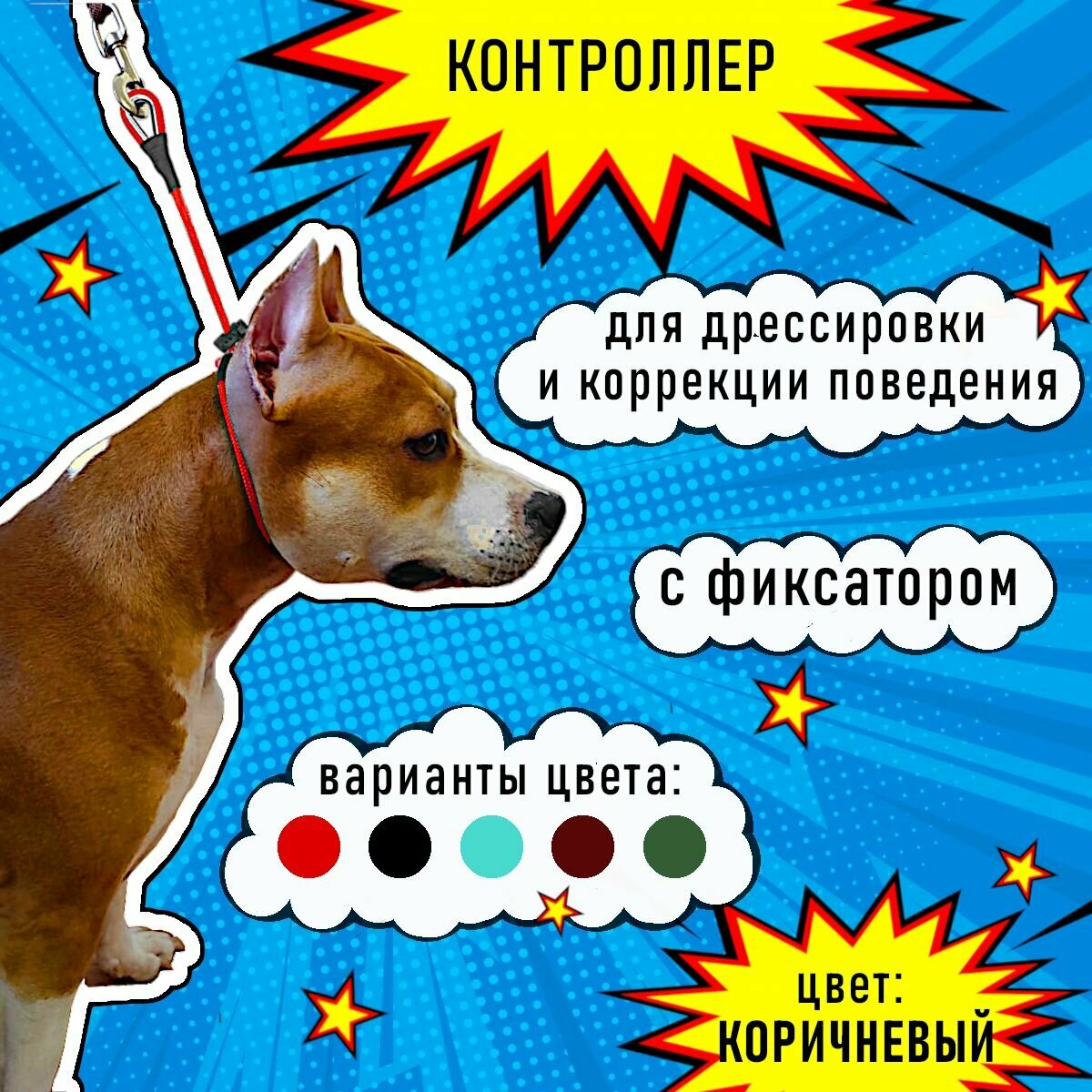 Ошейник удавка-контроллер с фиксатором для дрессировки и коррекции поведения