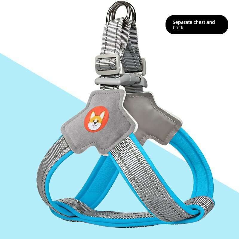 Шлейка-жилет для собак средних и крупных пород, для шиба-ину, корги, с ошейником, для прогулок, с защитой от потери, с