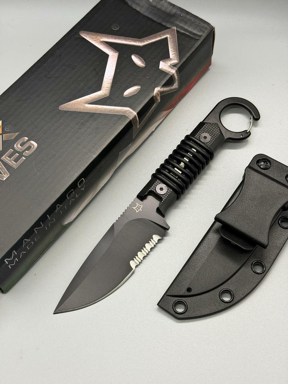 Нож охотничий Fox Knives Ferox, с фиксированным клинком, ножны, рукоять G10, 21 см