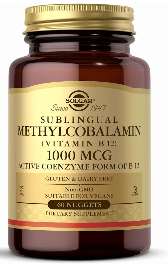 Solgar Methylcobalamin (Vitamin B12), сублингвальный метилкобаламин (витамин B12), 1000 мкг, 60 капсул