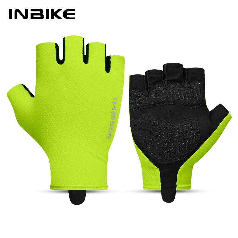 Велоперчатки INBIKE полупальцевые зеленые XL