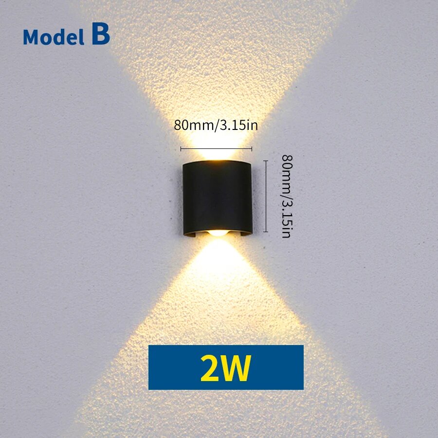 LED настенный светильник с датчиком движения 2W/3W/5W/6W, черный, Cold White, Model B No Sensor