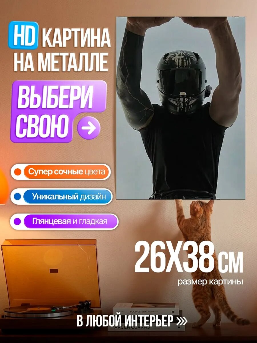 Картина на HD металле Человек в шлеме