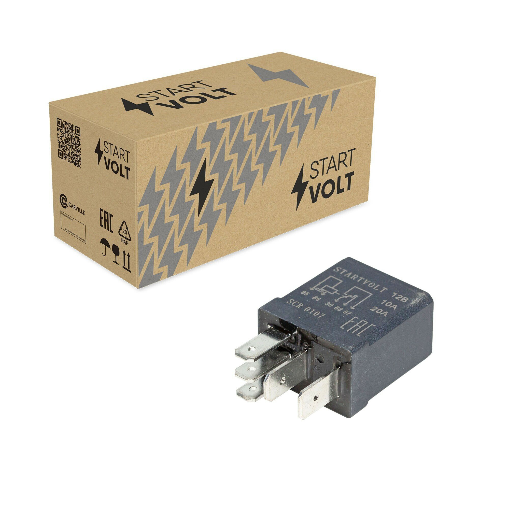 Реле малогабаритное 5 контактное с резистором 12V 10/20A (SCR 0107)