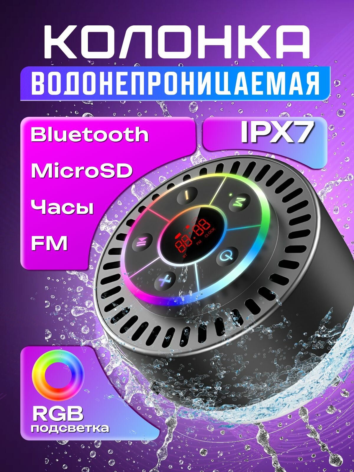 Беспроводная Bluetooth колонка мини водонепроницаемая
