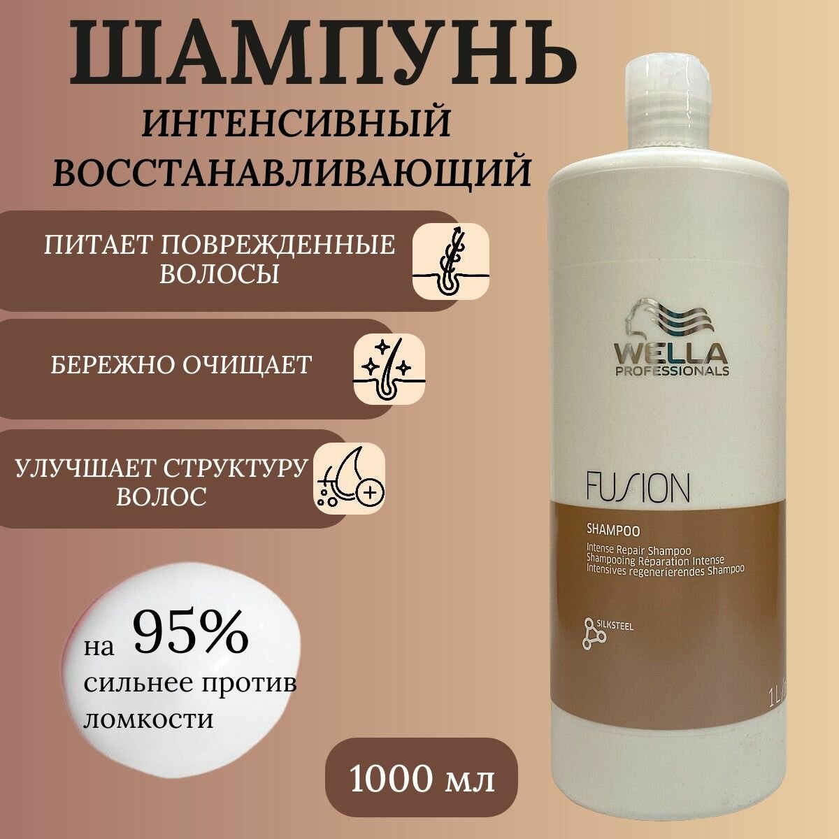 Wella Professionals Интенсивно восстанавливающий шампунь Fusion 1000мл