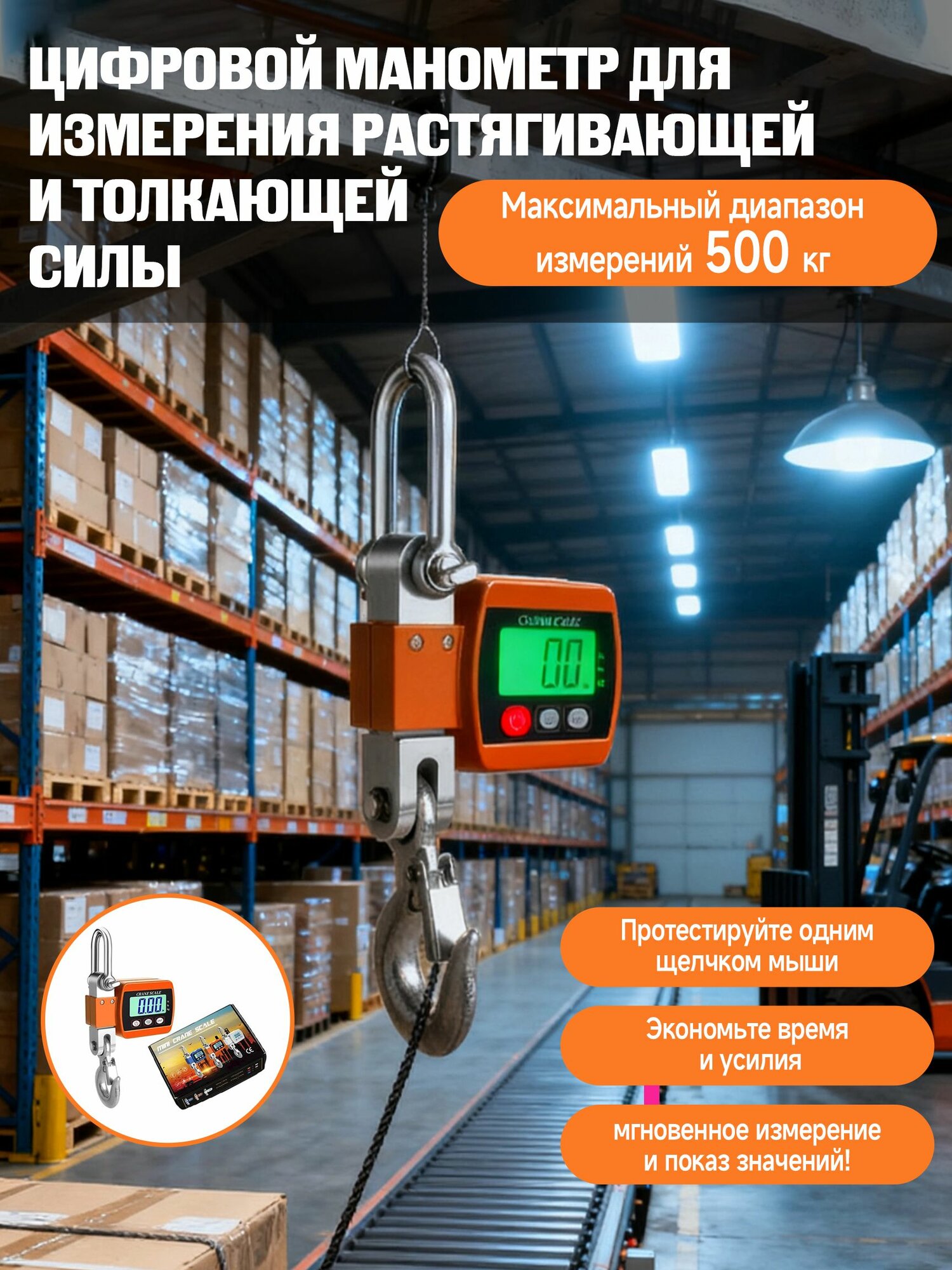 Цифровые подвесные весы, 500 кг, тяжелые крановые весы
