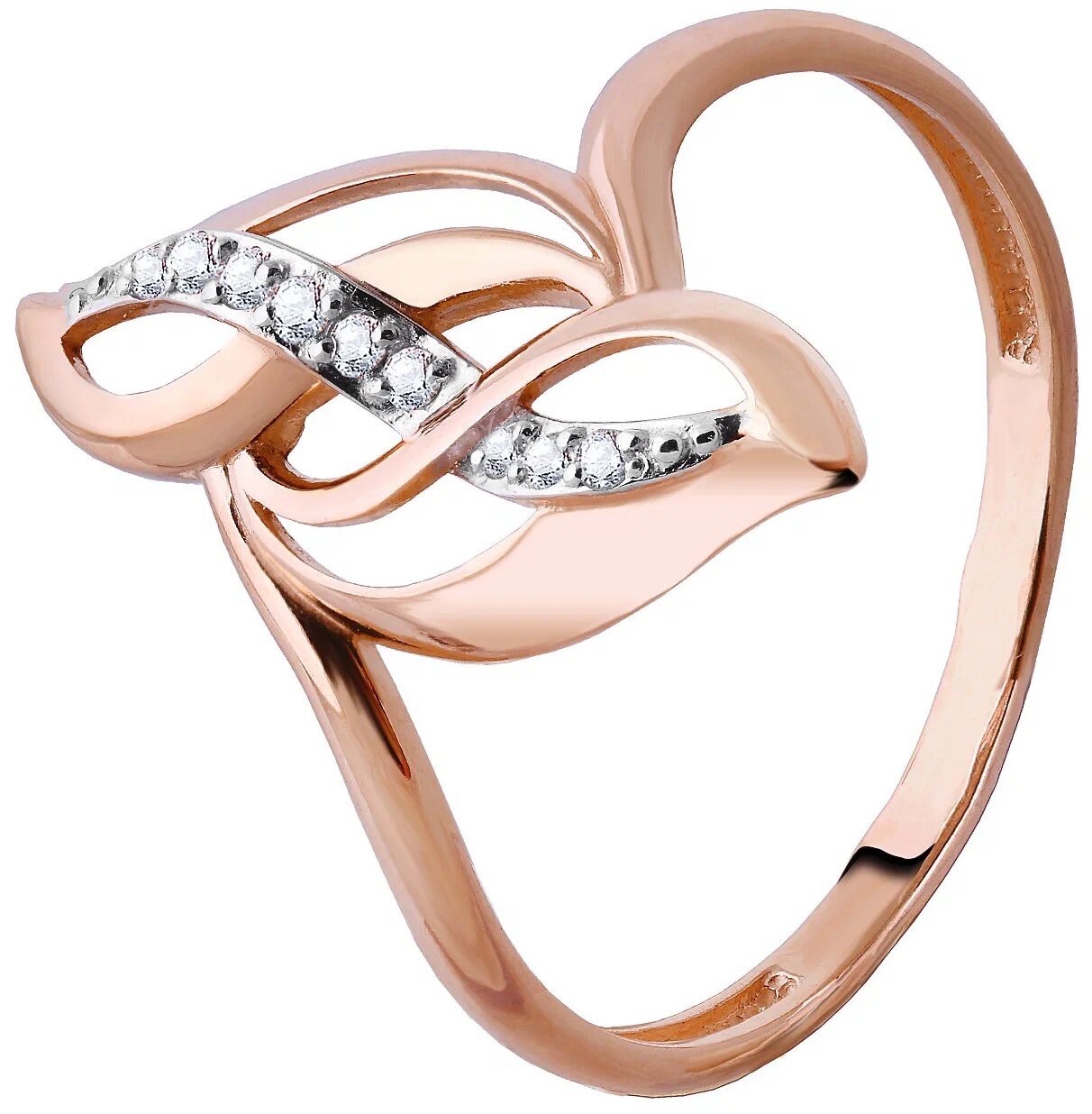 Кольцо тонкое AZADE, красное золото, 585 проба, фианит