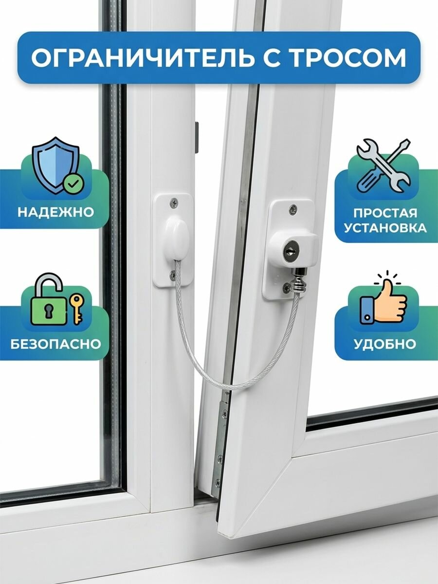 Ограничитель открывания окна с тросом