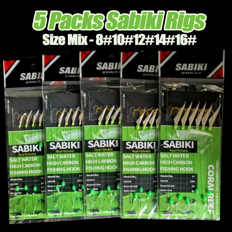 Sabiki Rig 5 Packs Size Mix 8#-16#