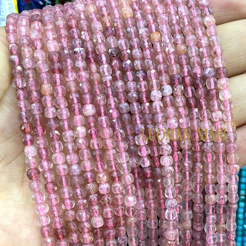 Натуральные аметистовые бусины LUOMAN XIARI 4-5 мм Розовый, Strawberry Quartz