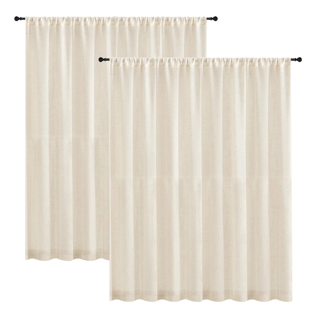 Льняные полупрозрачные шторы 132x160см, Natural Linen, 2шт