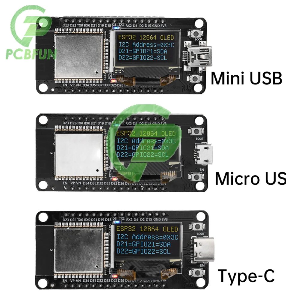 ESP32 OLED Type-C плата разработки pcbfun — фото 1