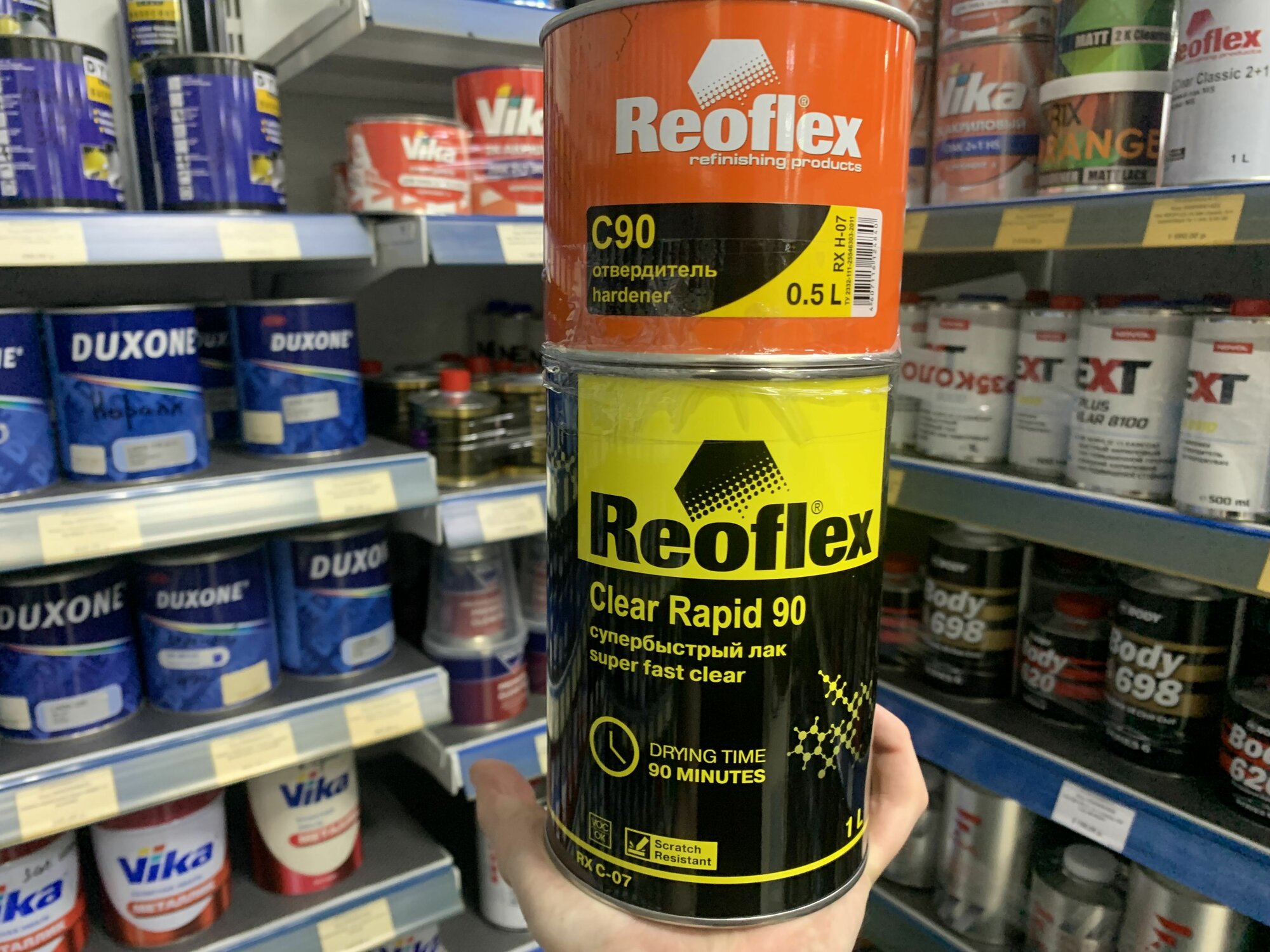 Лак REOFLEX 2К UHS Супербыстрый 2+1 акриловый 1л + отвердитель 0.5л.