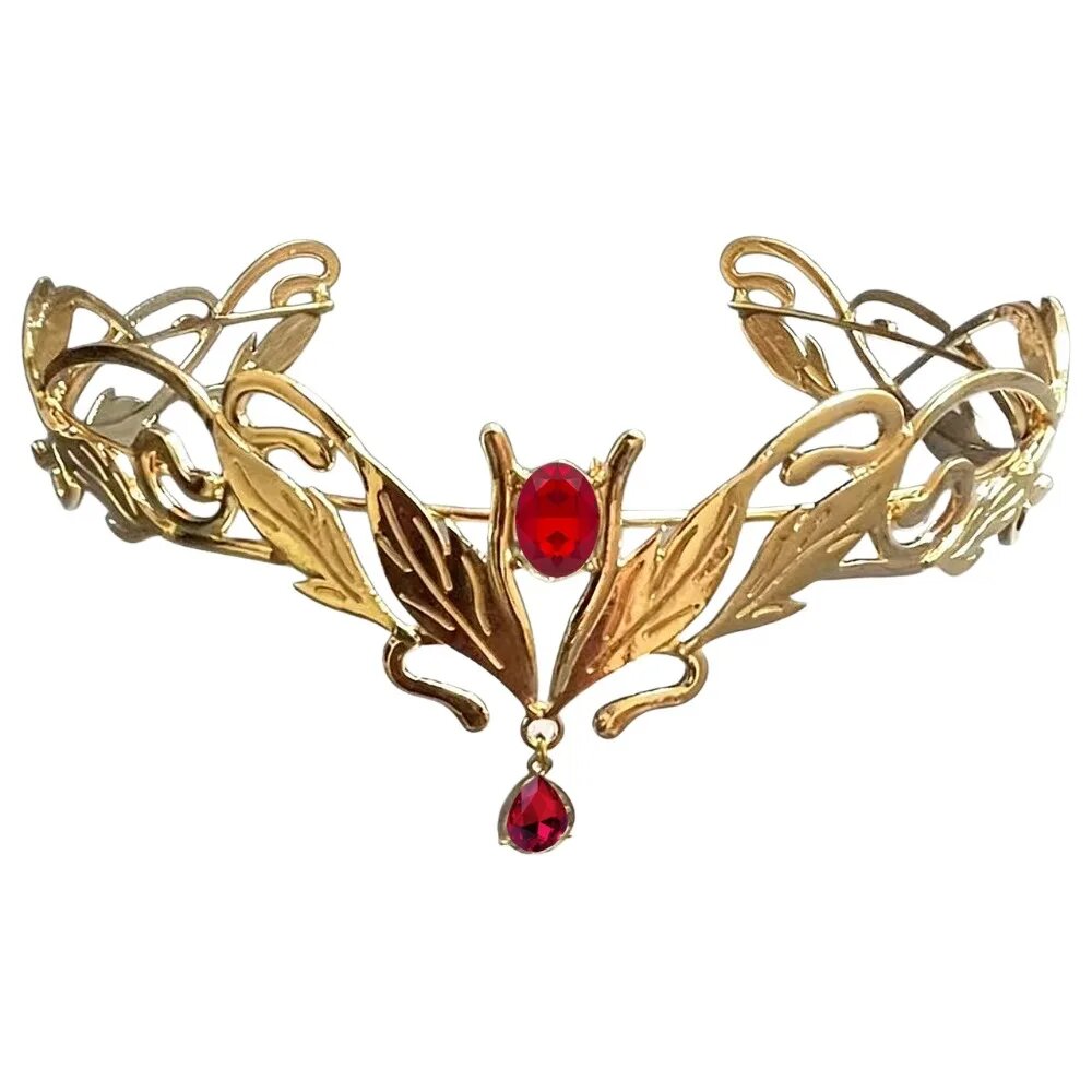 Золотая корона для волос, Gold Red, 17 см