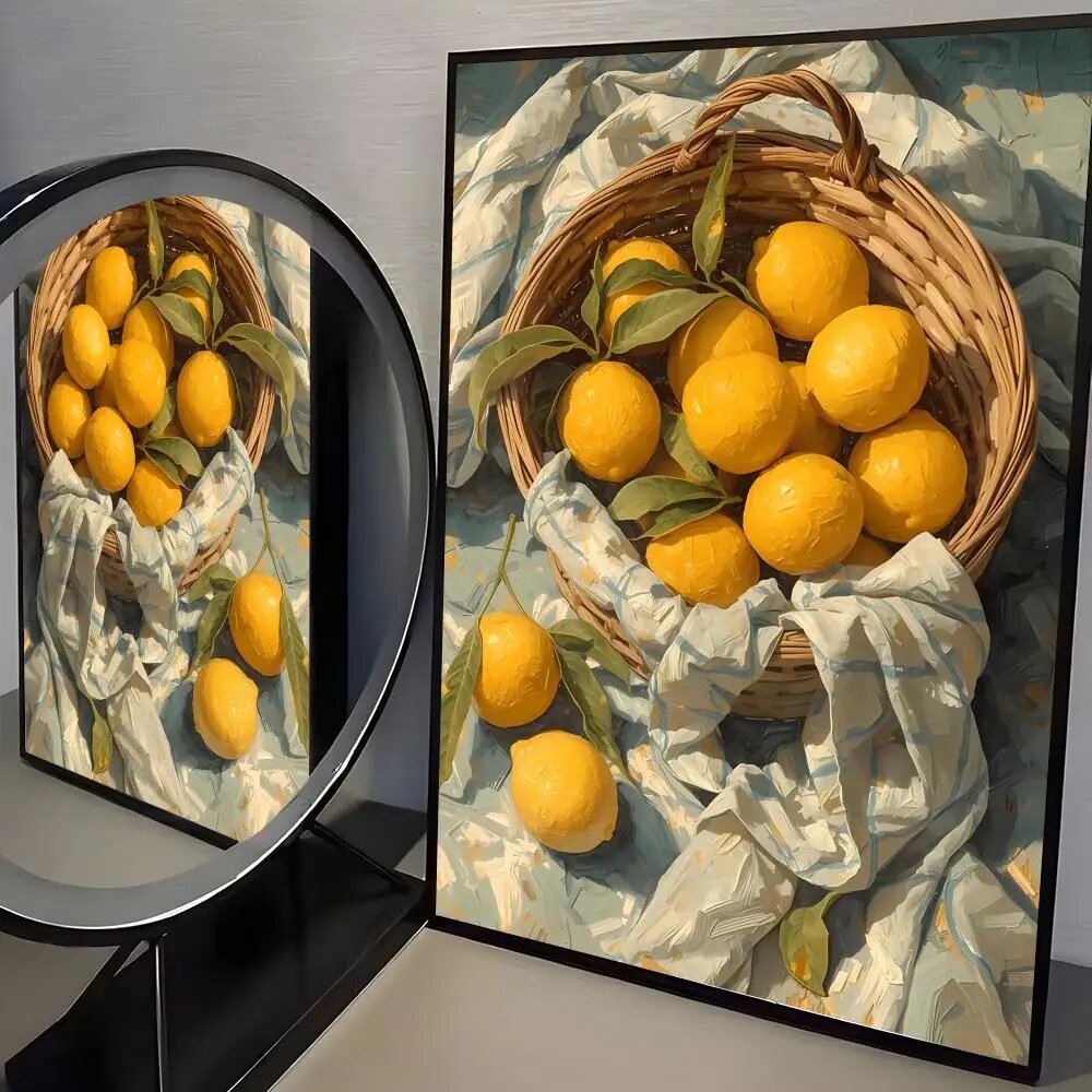Настенный постер с лимонами, бумажная наклейка, современный стиль 50X70cmNoframe, Black17