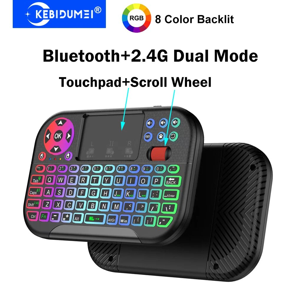 KEBIDUMEI мини беспроводная RGB клавиатура с тачпадом