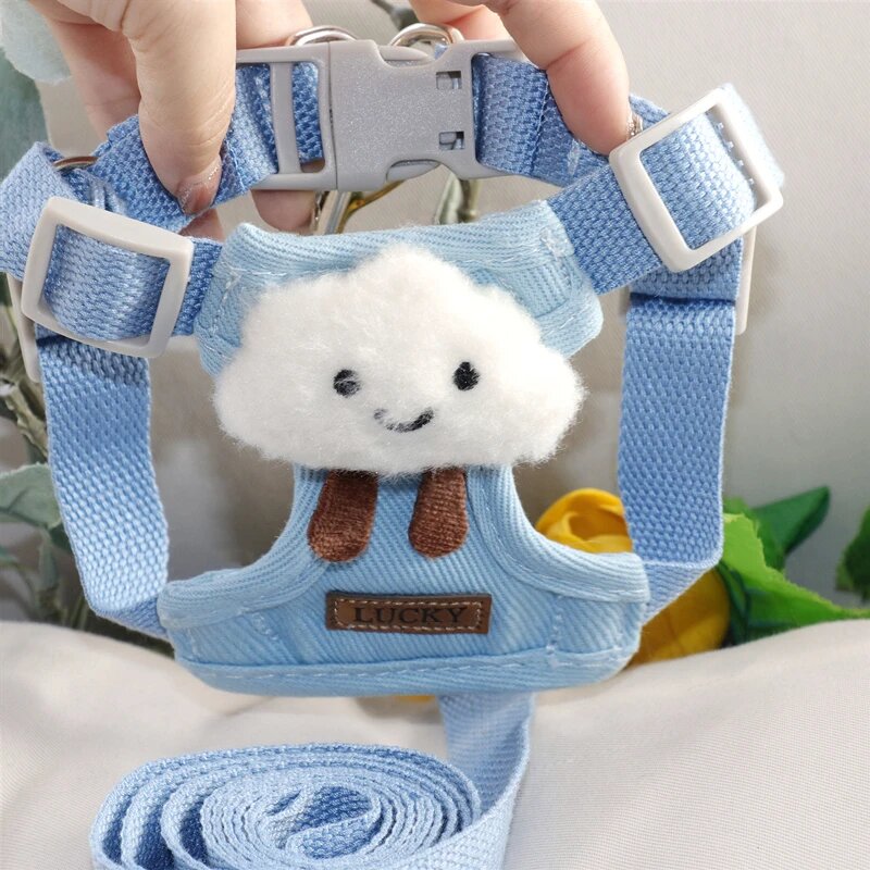 Abrrlo Регулируемый шлейка для собак желтый цветок Голубой, S, Blue clouds