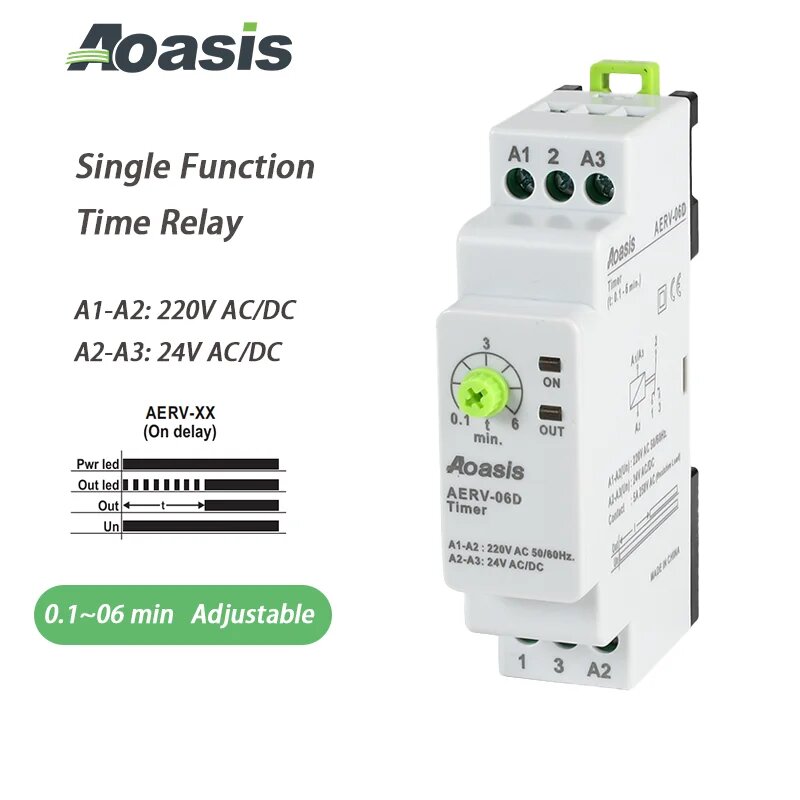 Электронное реле времени AOASIS AERV-XX AERV-06D 0.1-6min