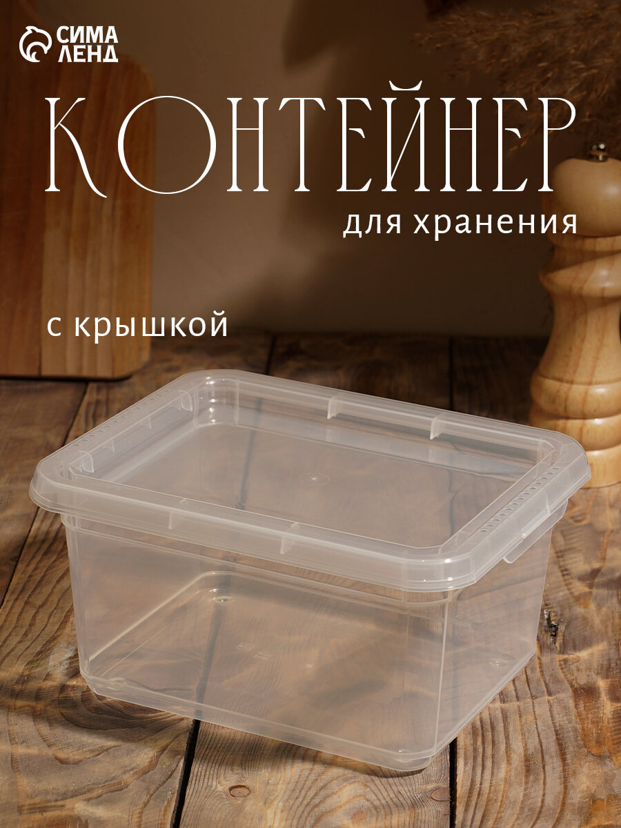 Контейнер для хранения Palm, 2 л, 19×15.3×9.8 см, с крышкой, прозрачный