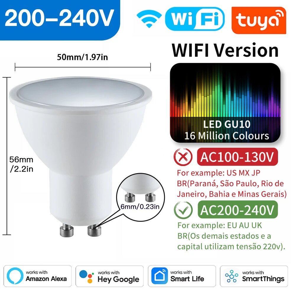 Светодиодная лампа TNCE Tuya E27/E14/GU10 Wi-Fi Zigbee RGB