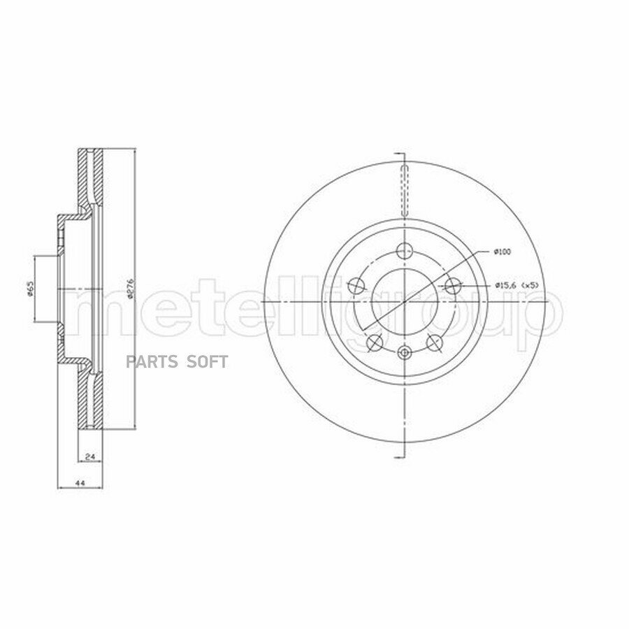 Диск тормозной передни 276x24/44-5x65 Audi A3, Skoda Octavia, VW Golf 1.4-2.0TDi 03> от официального дистрибьютора, TRUSTING, артикул DF1842