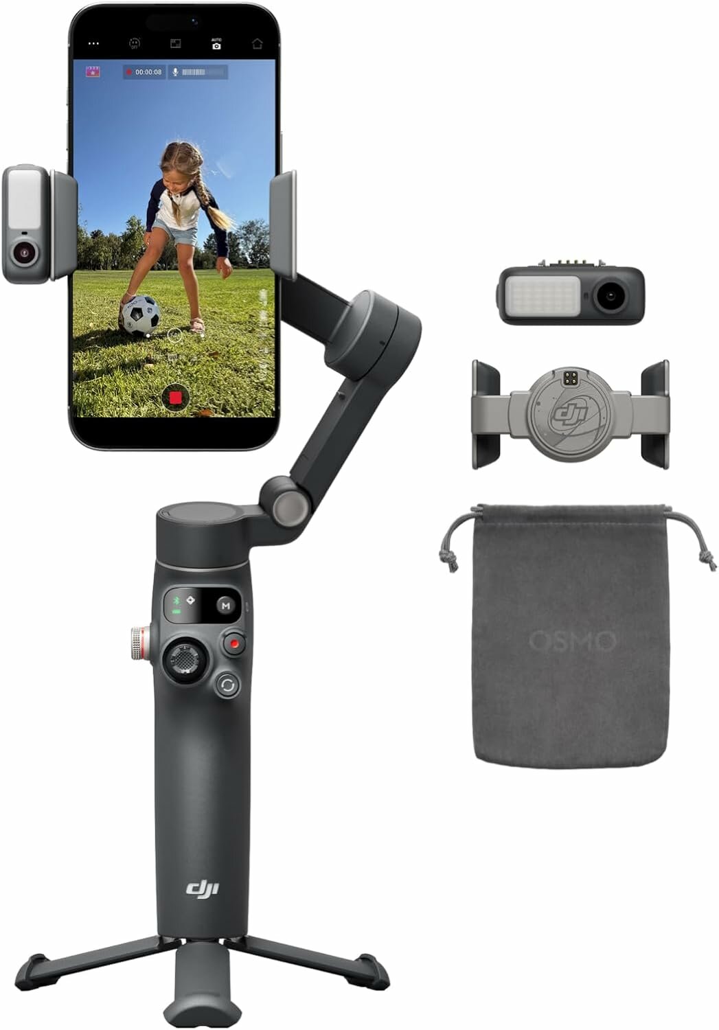Стабилизатор для смартфона DJI Osmo Mobile 8 Advanced Tracking Combo, Bluetooth, 3-осевой, складной, черный