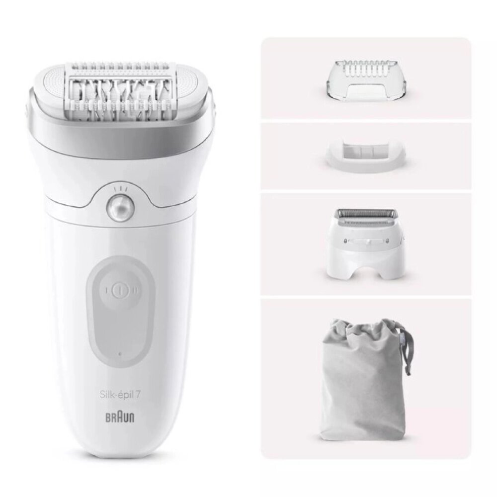 Эпилятор Braun Silk-Epil SE7-041, 2 скорости, питание от аккумулятора, цвет белый
