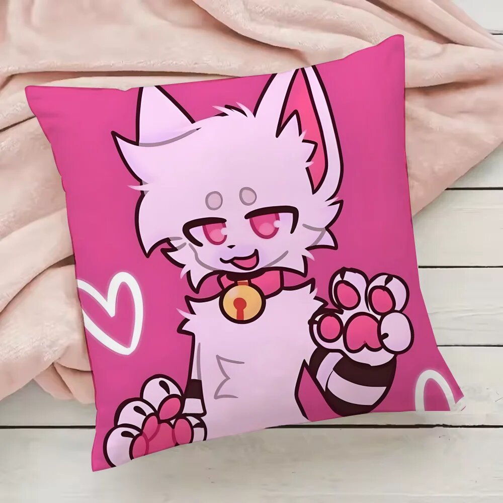 Boykisser Silly Cat Cute Pillow Case Pillowcase Anti-dustmite Pillow Invisible zipper silky short plush Sofa cushion cover