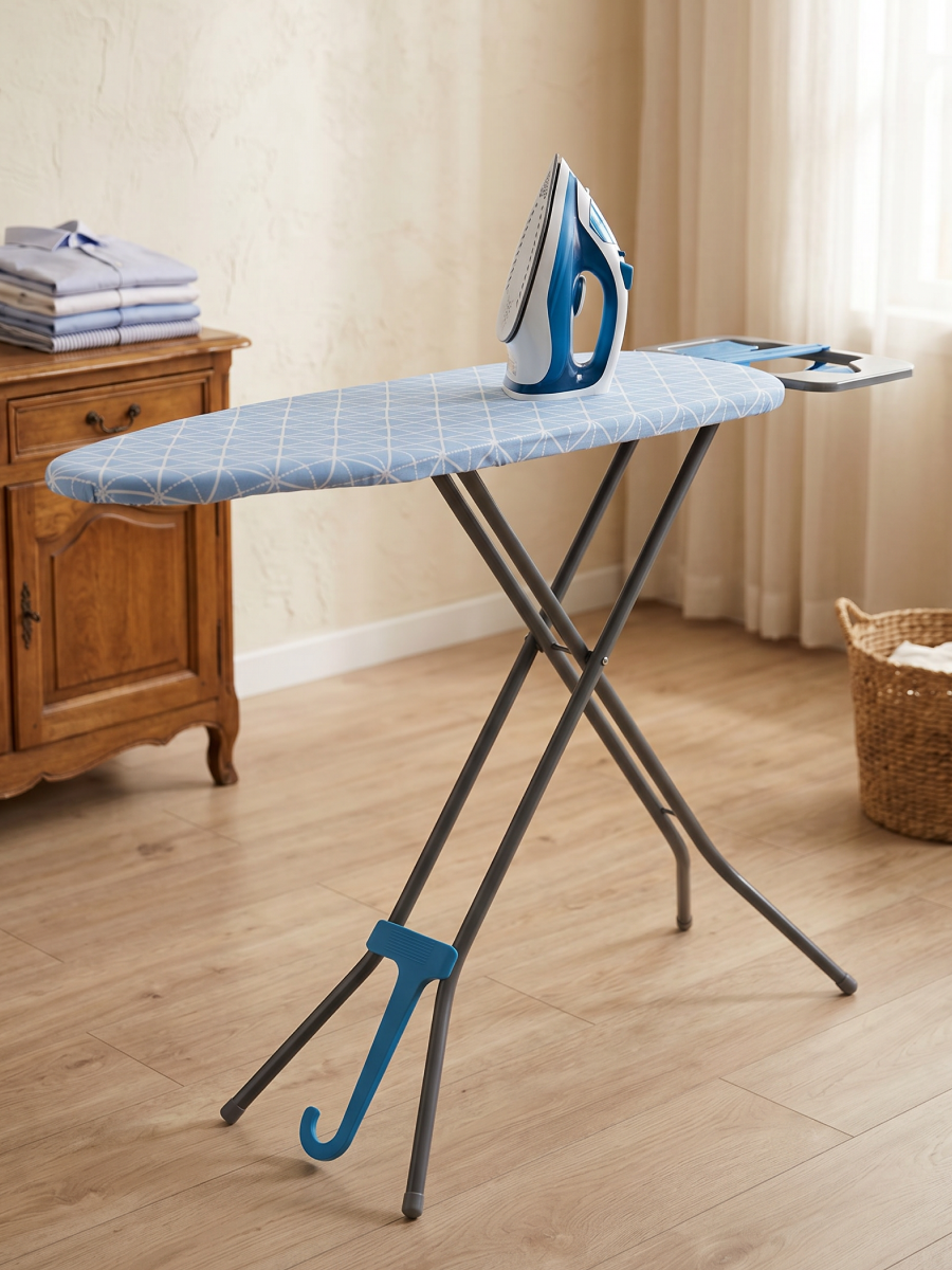 Гладильная доска Joy Home Адель 91,5x30 см, металлическая сетка, силиконовый фиксатор для утюга, с крючком для подвеса