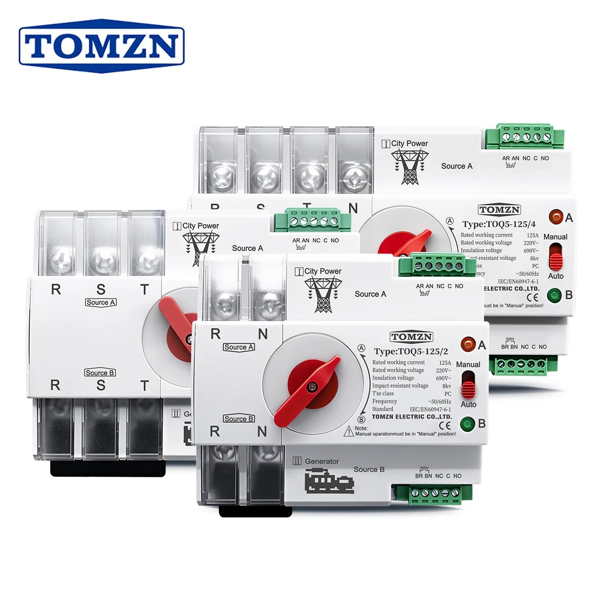 Автоматический выключатель TOMZN 2P 230V 125A