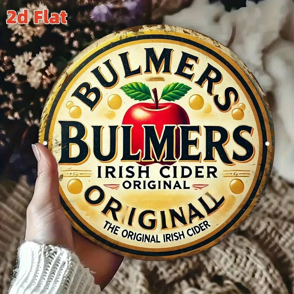 Декоративная табличка Рекламный знак Bulmers Irish Cider - Круглый алюминиевый металлический знак 180.0g