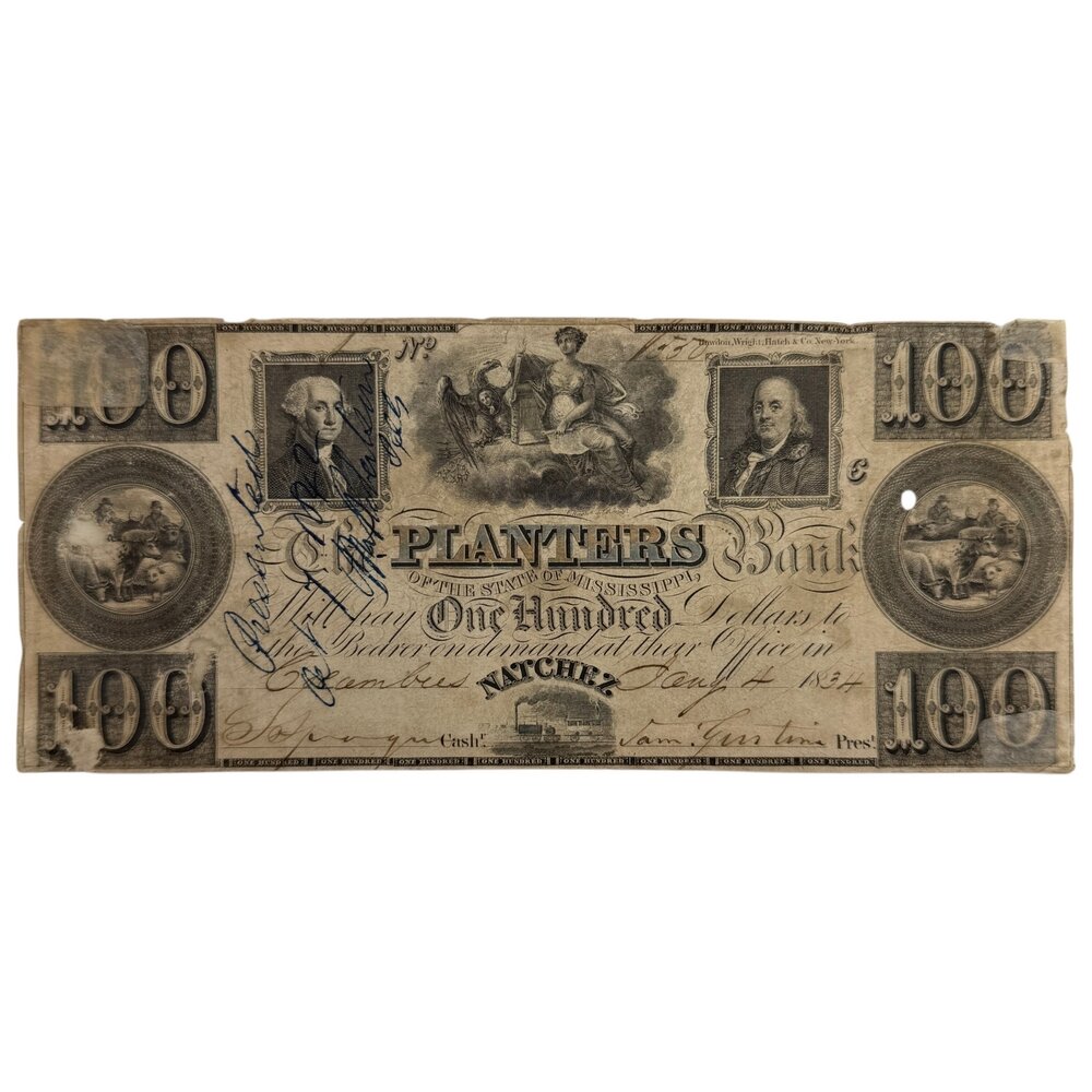 США, штат Миссисиппи, Натчез 100 долларов 1834 г.
