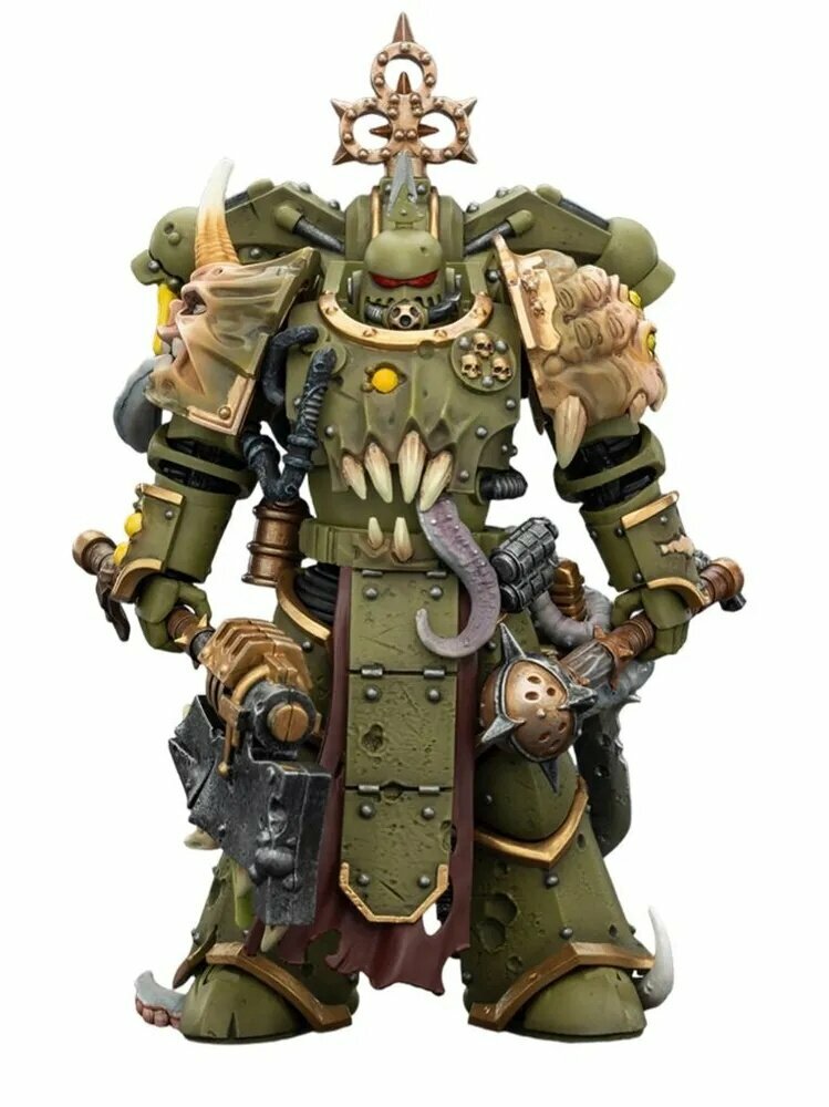 Подвижная фигурка JOYTOY Warhammer 1/18 Action Figures Death Guard Plague Marine with Bubotic axe and Plague Knife Model