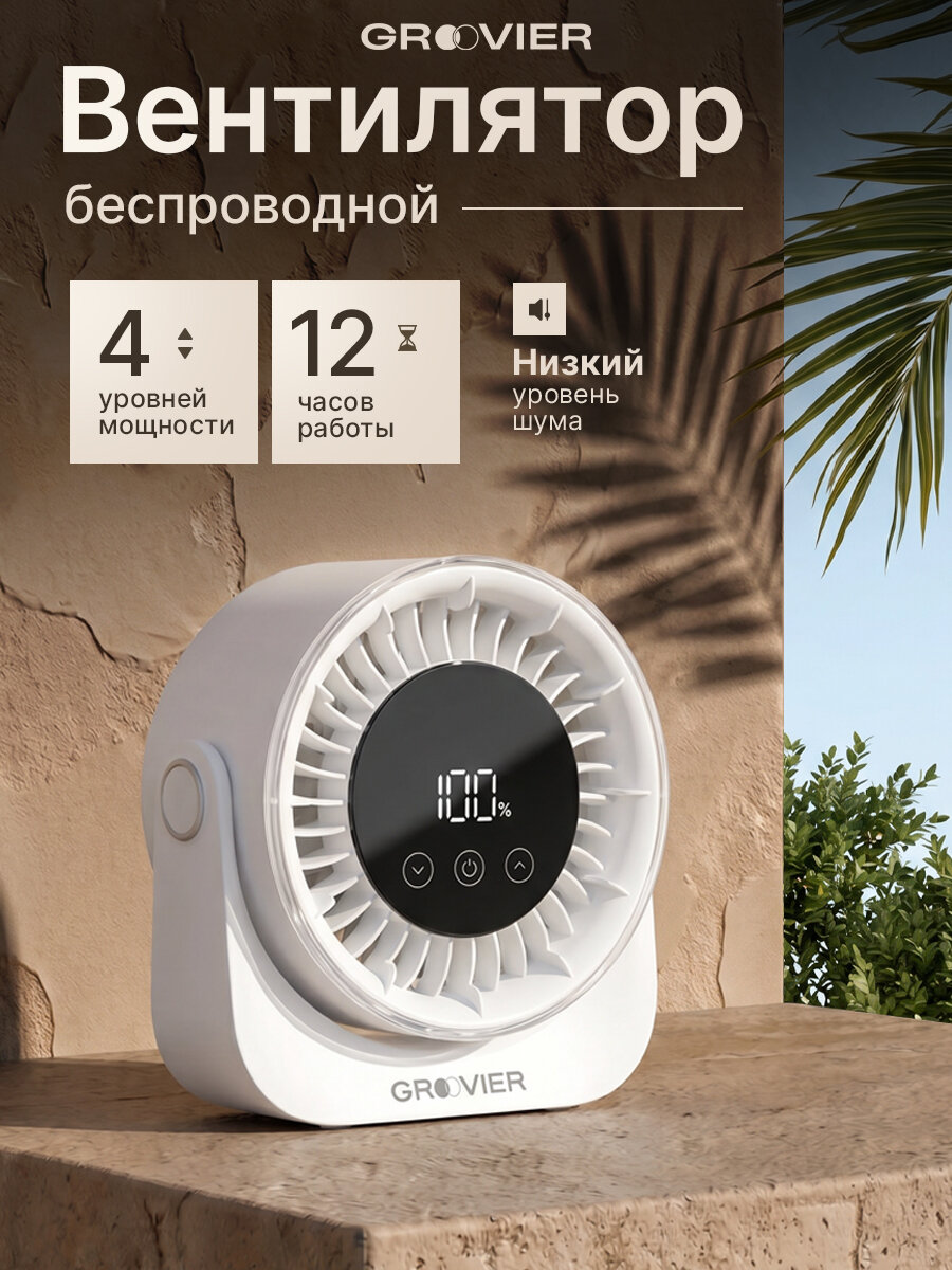 Вентилятор GROOVIER, настольный, портативный, мощный, бесшумный
