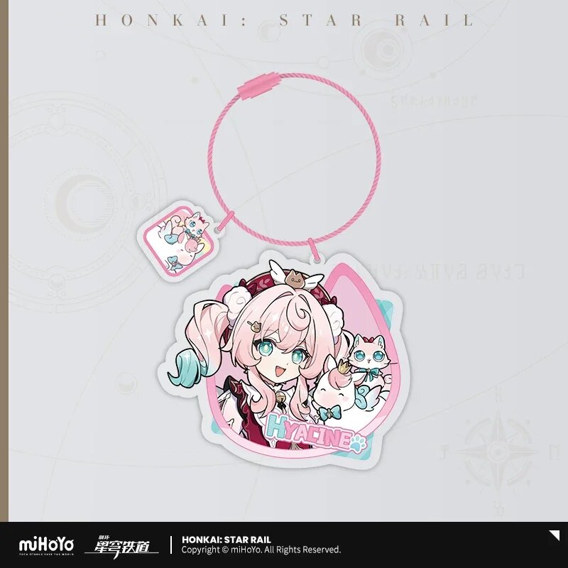 Акриловый значок Honkai Star Rail Hyacine, розовый, брелок