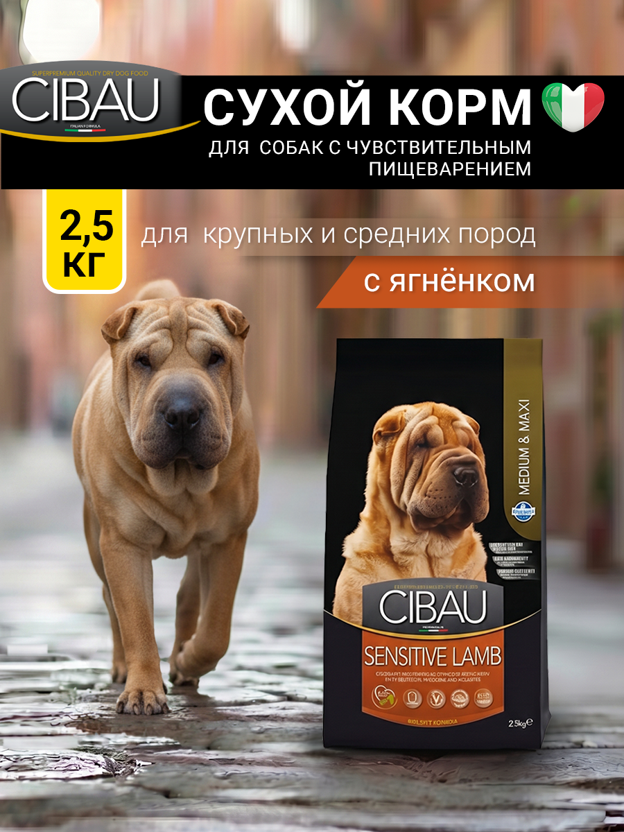 Сухой корм Farmina Cibau Adult Medium&Maxi (Фармина) для взрослых собак средних и крупных пород ягненок 2,5 кг