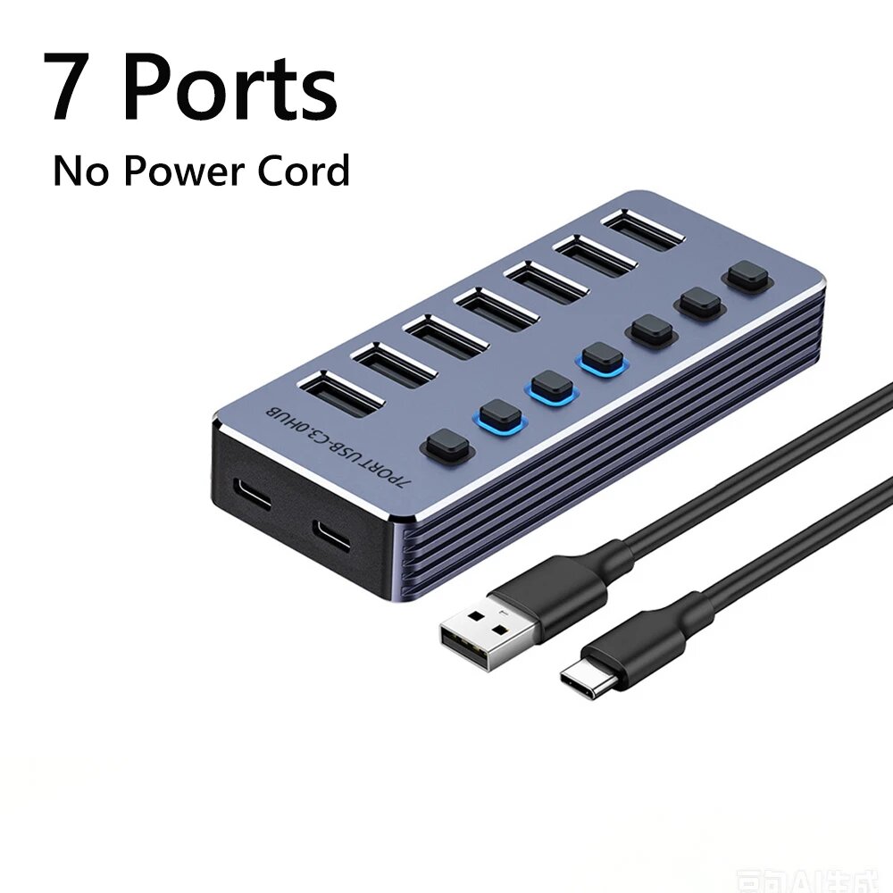 USB 3.0 хаб на 7 портов, без блока питания