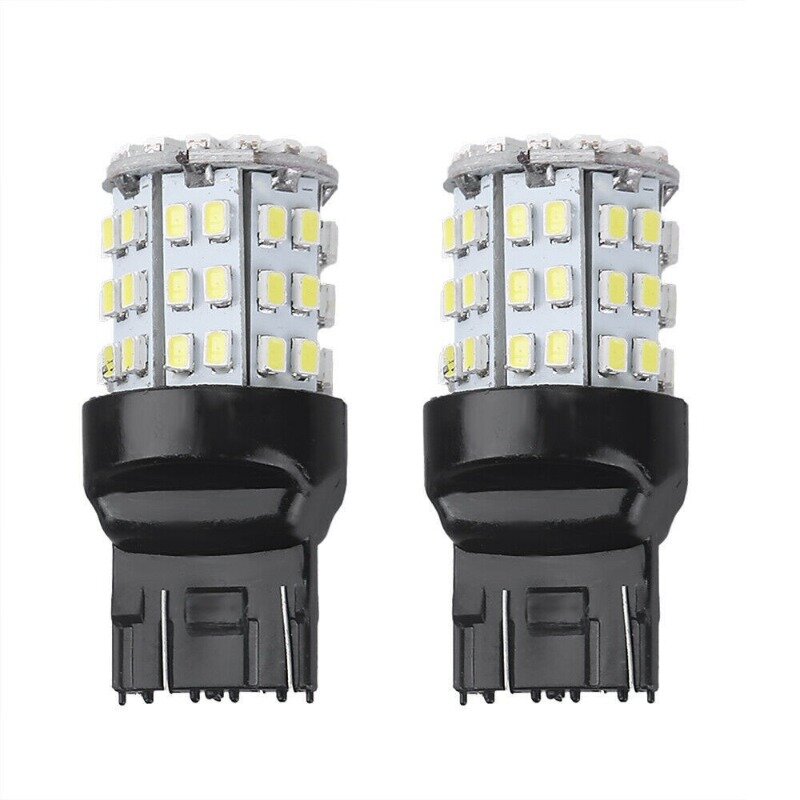 2 шт. Светодиодная лампа T20 3156 3157 7440 7443, 64 SMD, белый свет, для автомобилей, мотоциклов и автодомов
