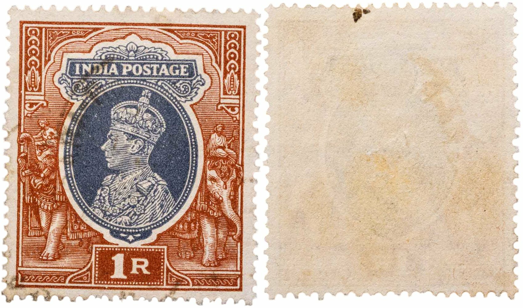 Индия марка 1 рупий 1938-1941 "Бахрейн"