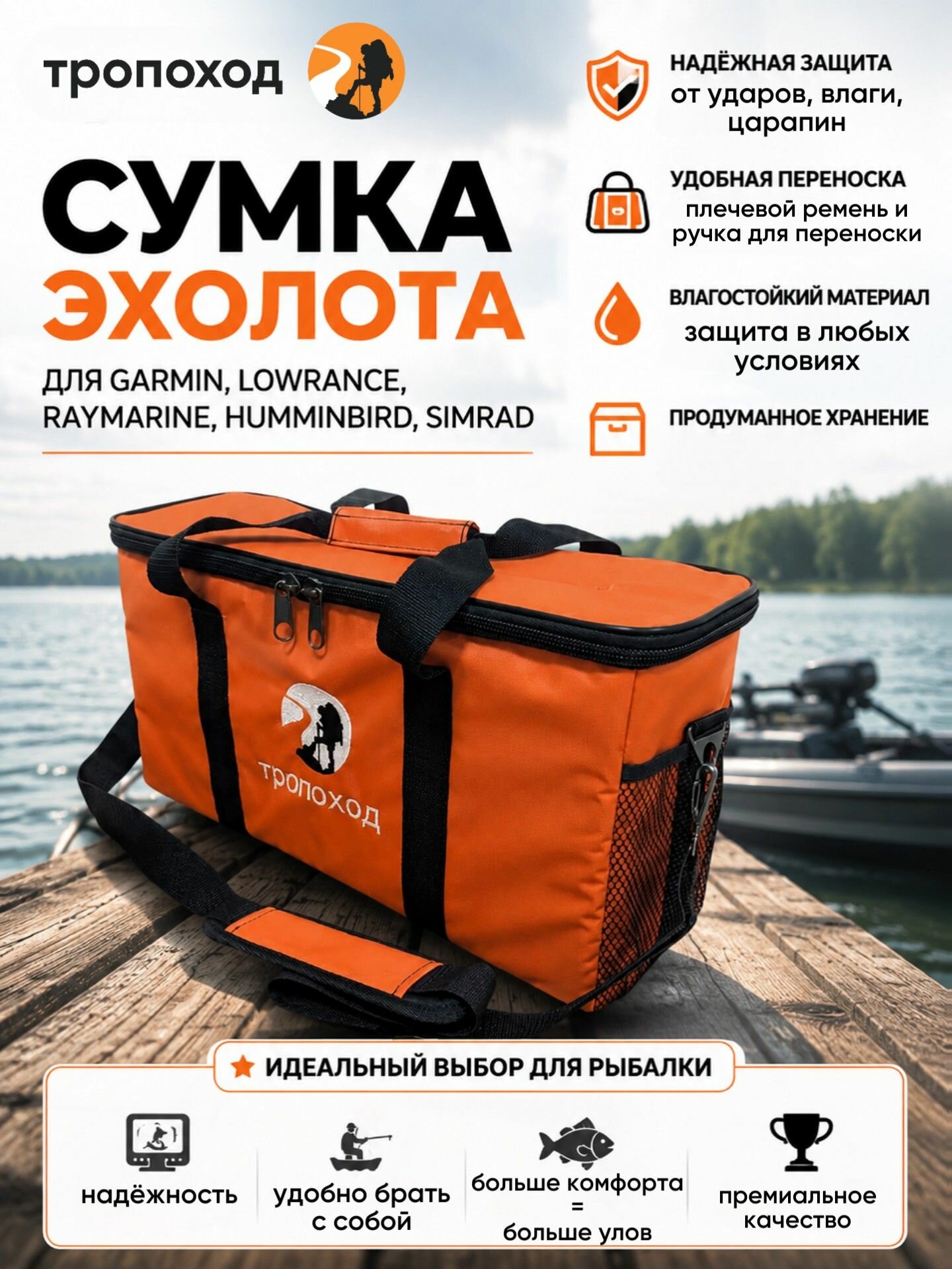 Сумка эхолота Тропоход для Garmin, Lowrance, Raymarine, Humminbird, Simrad